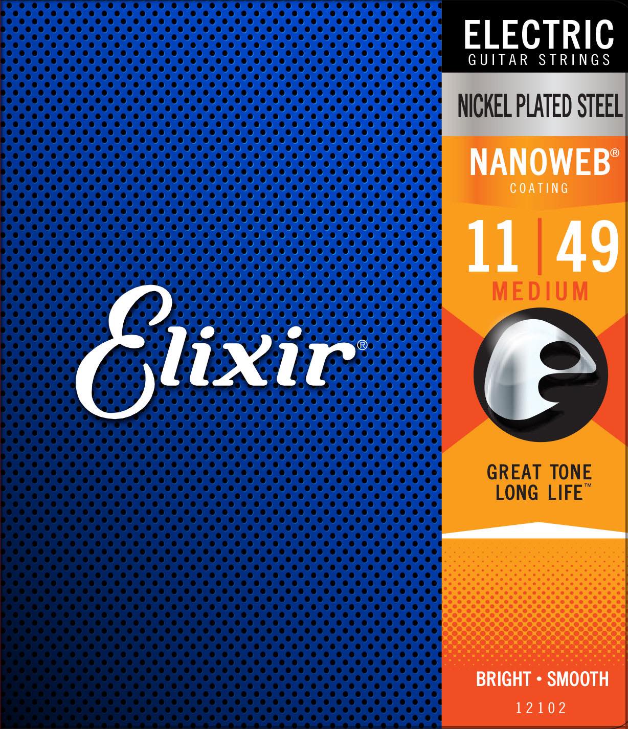 Elixir Nanoweb Medium 11 14 18 28 38 49 : Cordes pour Guitare ...
