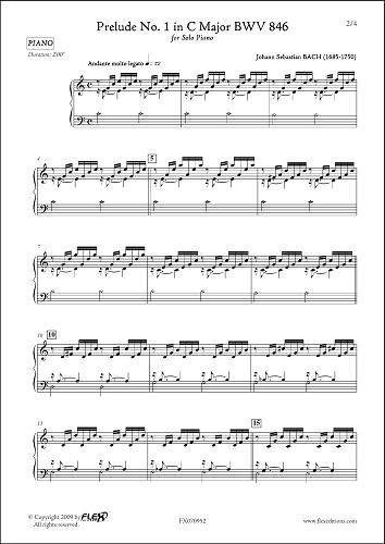 Partitions : Bach J.s. - Prelude No.1 En Do Majeur Bwv 846 - Piano Solo (Piano seul)
