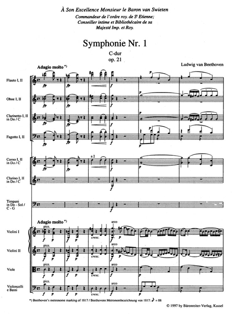 Partitions : Beethoven L.von - Symphonie N°1 En Do Majeur Op.21 ...